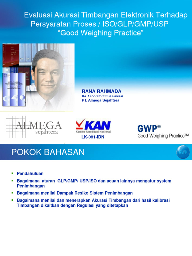 GWP Evaluasi Akurasi Timbangan Sesuai - GMP - GLP - ISO - USP | PDF