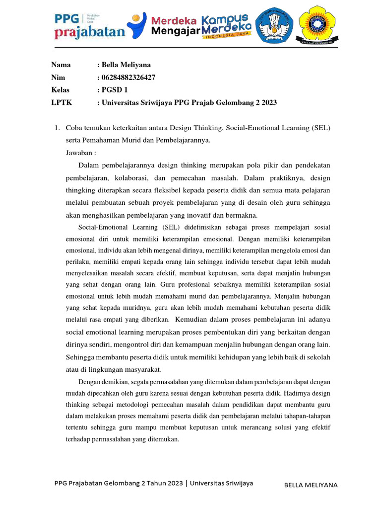 Design Thinking, TOPIK 1, KONEKSI ANTAR MATERI | PDF