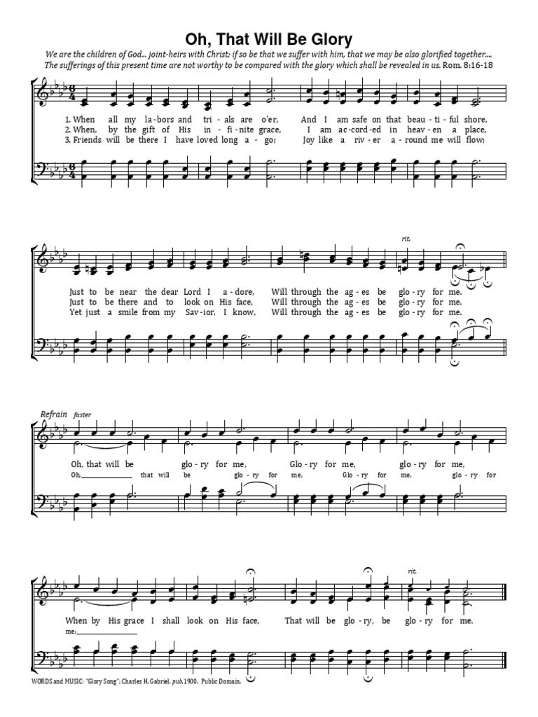 Oh That Will Be Glory | PDF | Glory (Religion) | God In Christianity