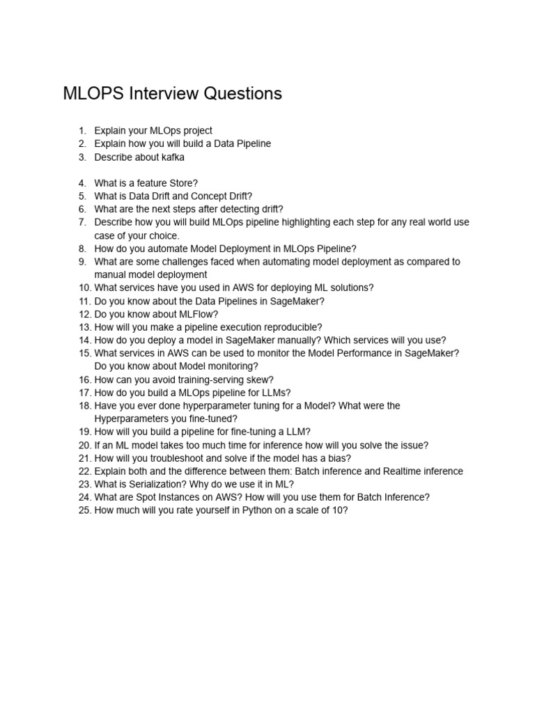 MLOps Personal Interview Questions | PDF | Computers