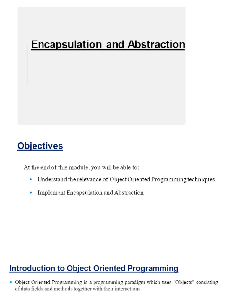 Encapsulation and Abstraction | PDF