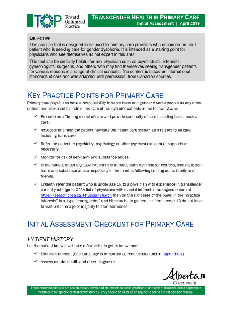 Initial Assessment Gender Dysphoria | PDF | Transgender | LGBTQIA+ Studies