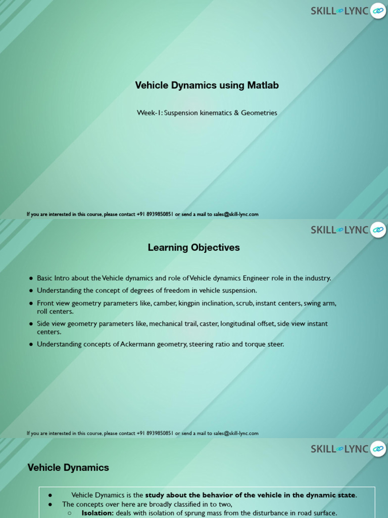 Vehicle Dynamics Course Overview | PDF | Damping | Vehicle Technology