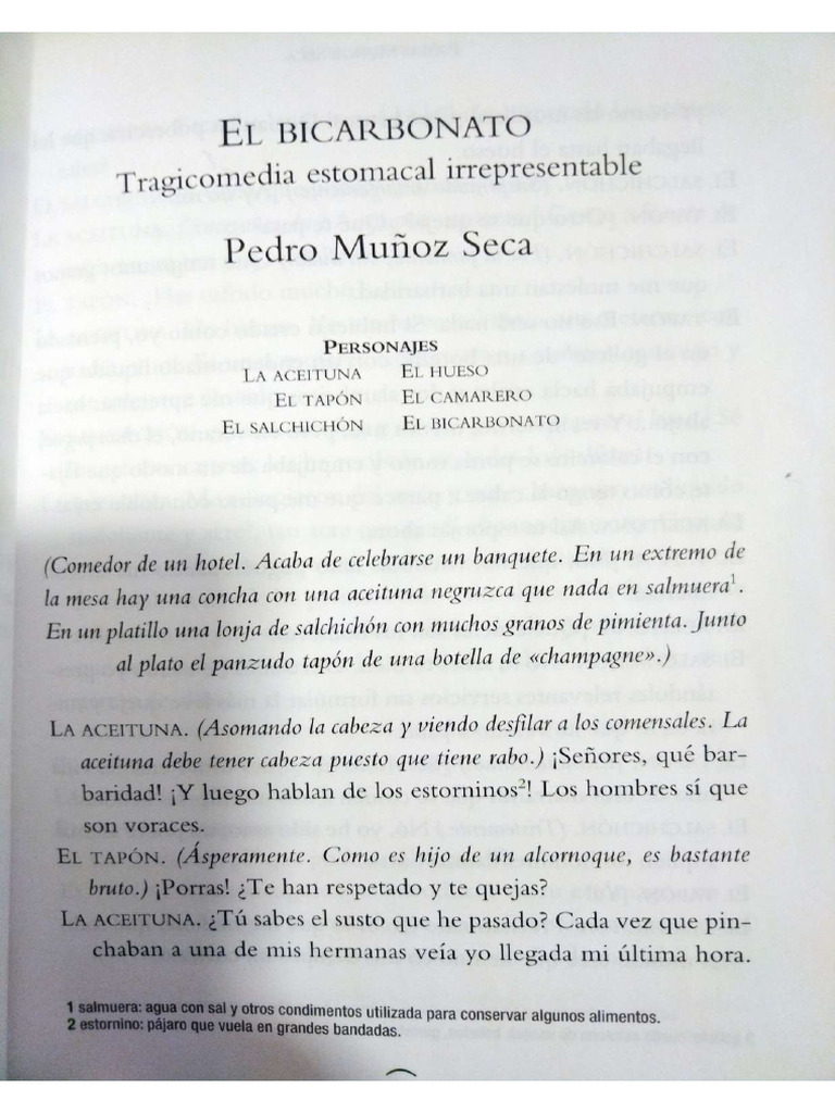 EL BICARBONATO, de Pedro Muñoz Seca | PDF