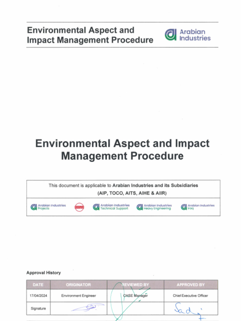Environmental Impact Management Procedure | PDF | Waste | Waste Management