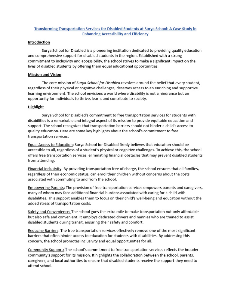 Transforming Transportation Services For Disabled Students at Surya ...