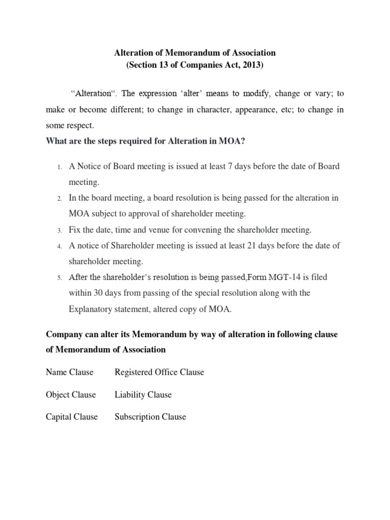 III Sem Alteration of Memorandum of Association | PDF | Debenture | Legal Liability