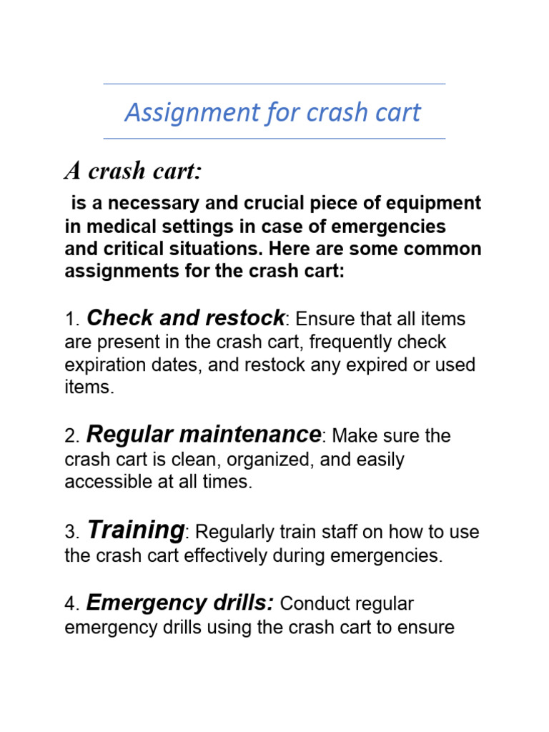 Assignment For Crash Cart | PDF