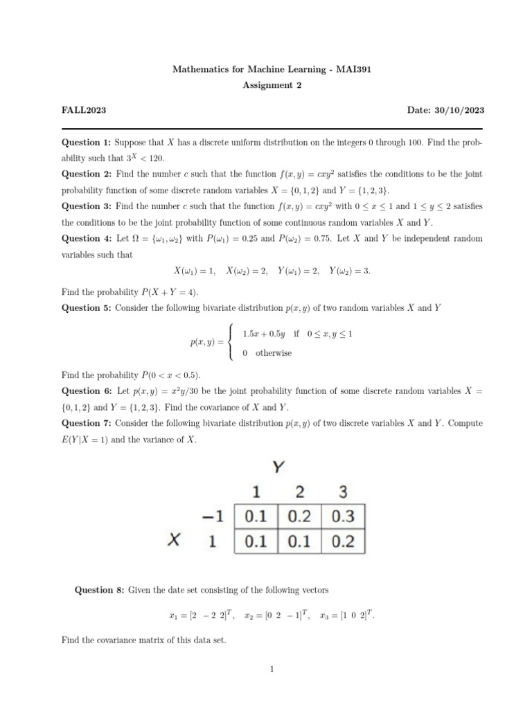 Machine Learning Math Problems | PDF | Mathematics | Applied Mathematics