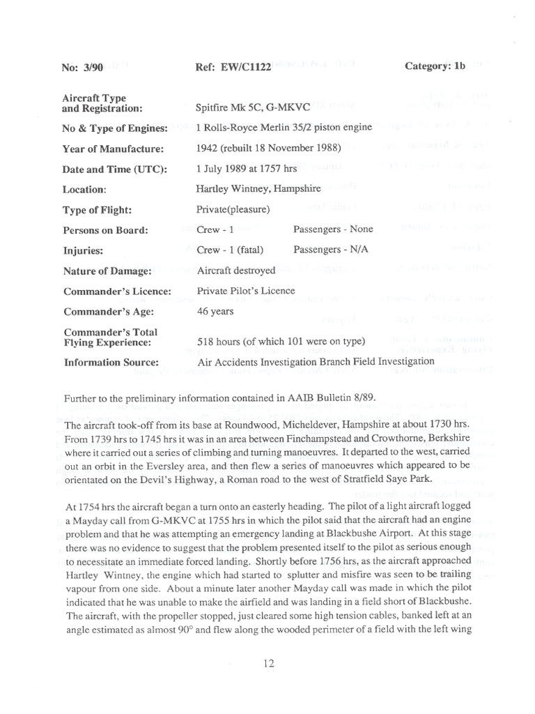 Spitfire MK 5C G-MKVC 03-90 | PDF