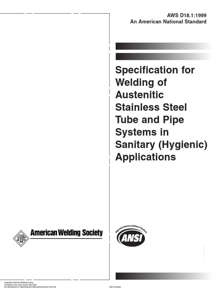 AWS D18.1: Sanitary Welding Standards | PDF | Welding | Construction
