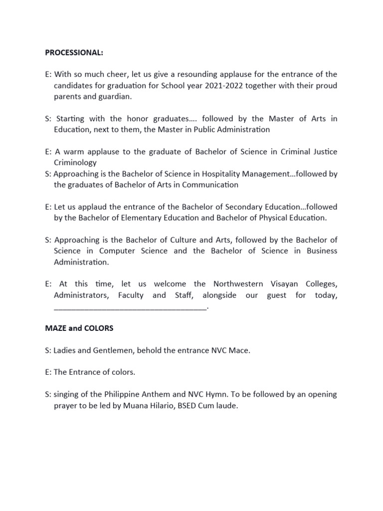 EMCEE-Script-Graduation | PDF