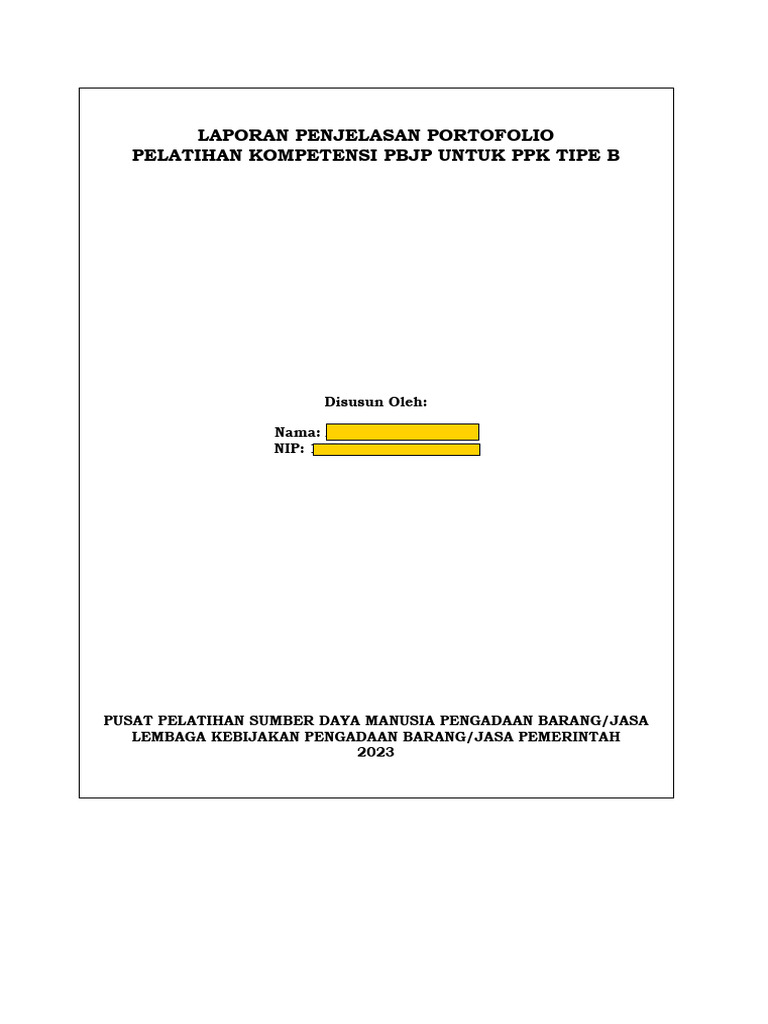 Laporan Portofolio PPK TIPE B 2023 | PDF