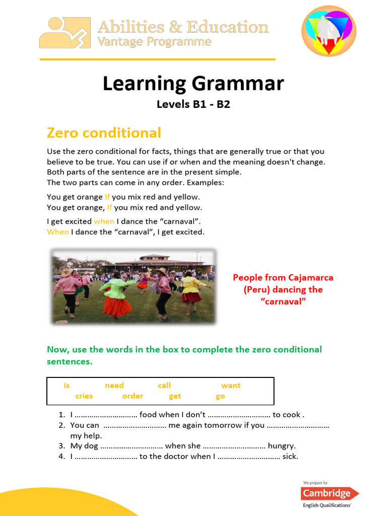 Grammar - Zero and First Conditionals | PDF | Language Arts & Discipline | Foreign Language Studies