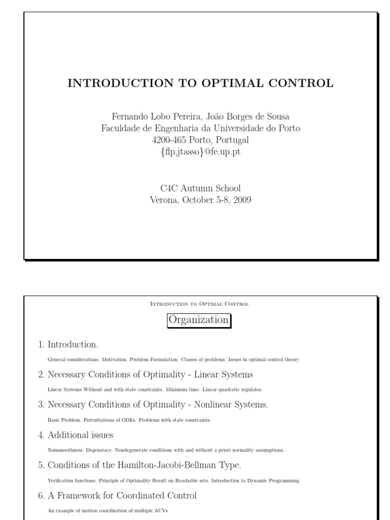 Introduction to Optimal Control Theory | PDF | Optimal Control | Mathematical Optimization