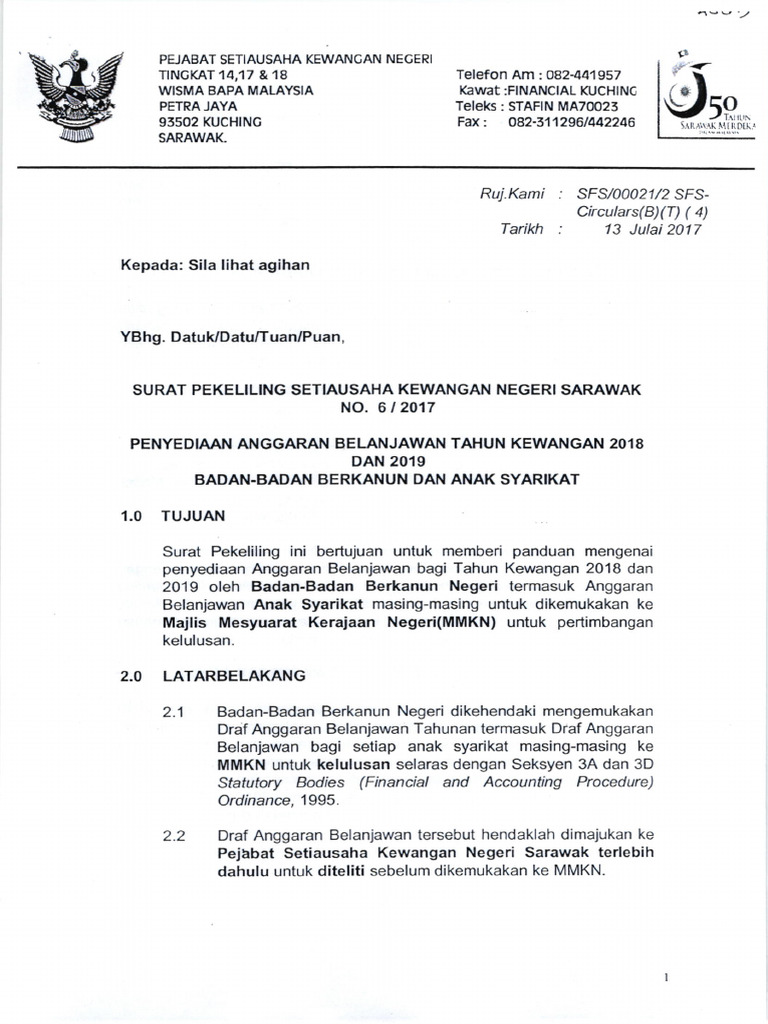 Surat Pekeliling Bil.6.2017 | PDF