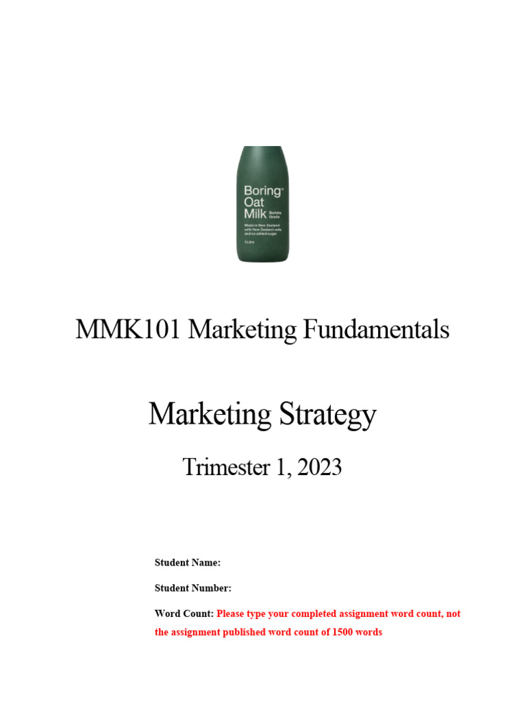 MMK101 T1 2023 Assessment 2 Template | PDF | Marketing | Business Economics