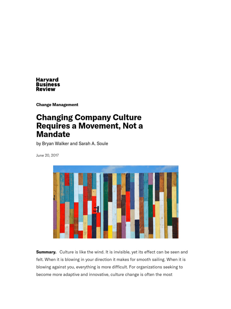 Culture Change: A Movement Approach | PDF | Leadership | Innovation