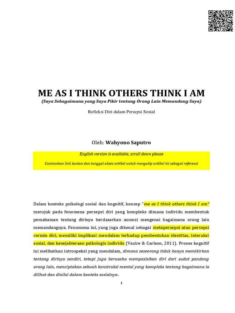 Me As I Think Others Think I Am | PDF