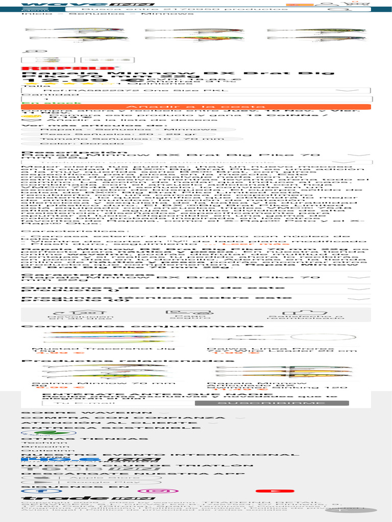 Rapala Minnow BX Brat Big Pike 70 MM 22g Dorado Waveinn | PDF