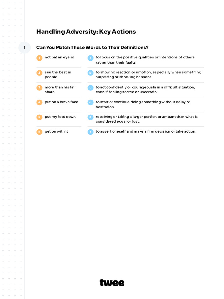 Twee - Handling Adversity - Key Actions | PDF | Career & Growth