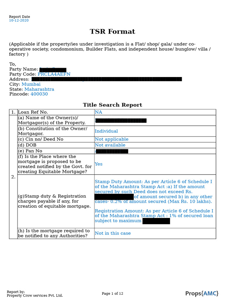 L12 Title Search Report-TSR-Form | PDF | Mortgage Law | Information