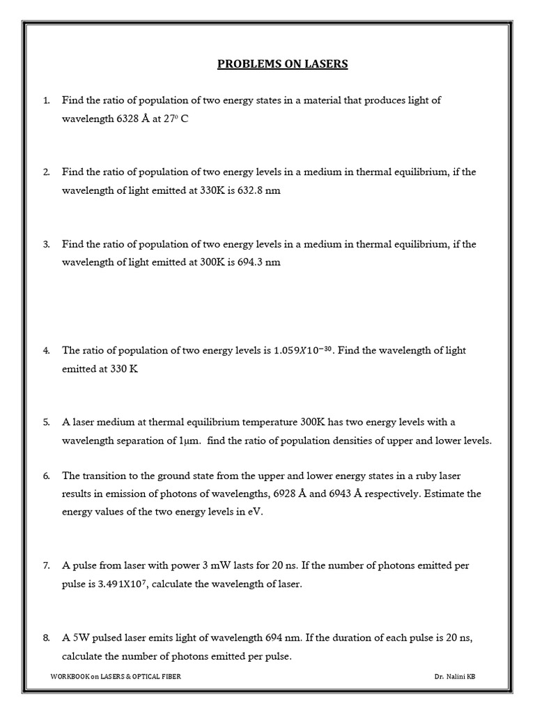 Workbook M1 | PDF | Optical Fiber | Laser