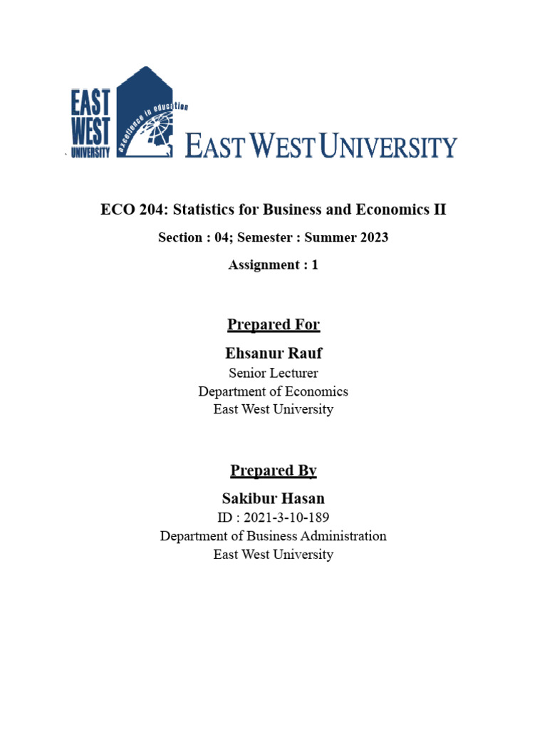 ECo 204 Assignment | Download Free PDF | Statistical Inference | Statistical Analysis