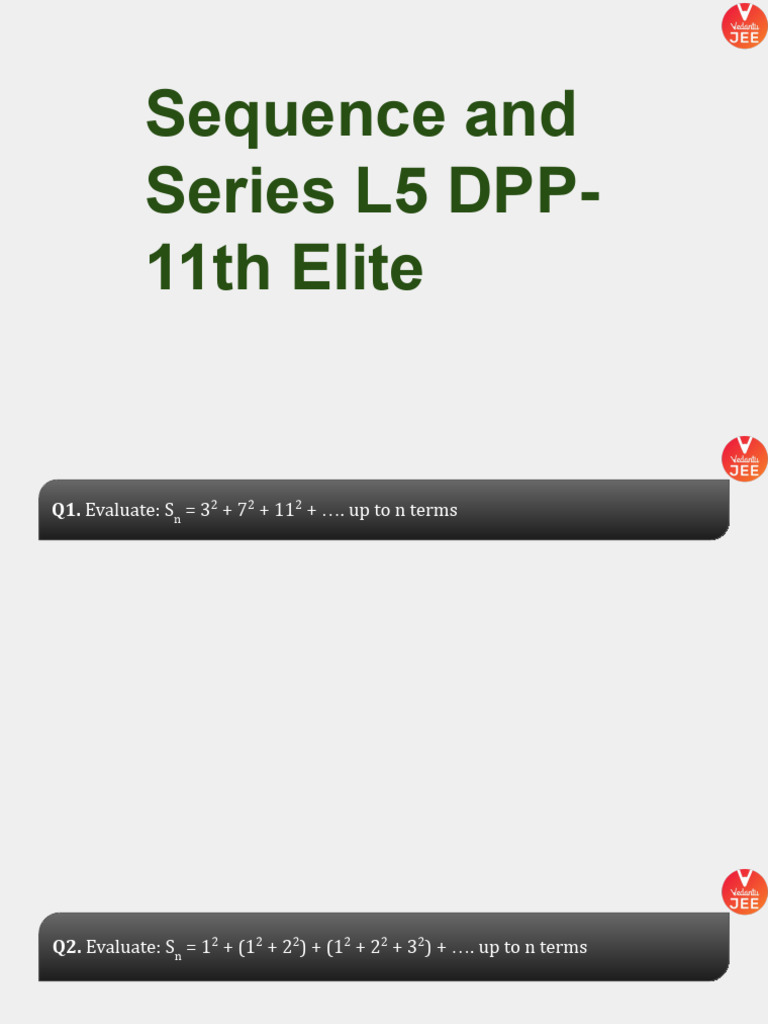Sequence and Series L5 DPP - 11th Elite | PDF | Teaching Methods & Materials | Science & Mathematics