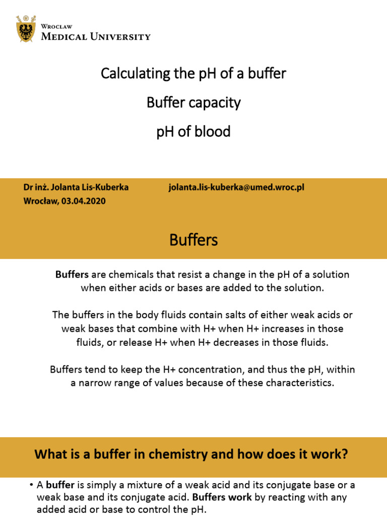 Calculating the PH of a Buffer | Download Free PDF | Buffer Solution | Physiology