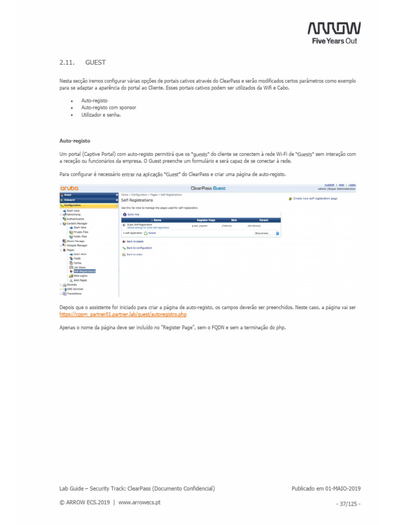 ClearPass Guest Config | PDF | Rede de computadores | Wi-Fi