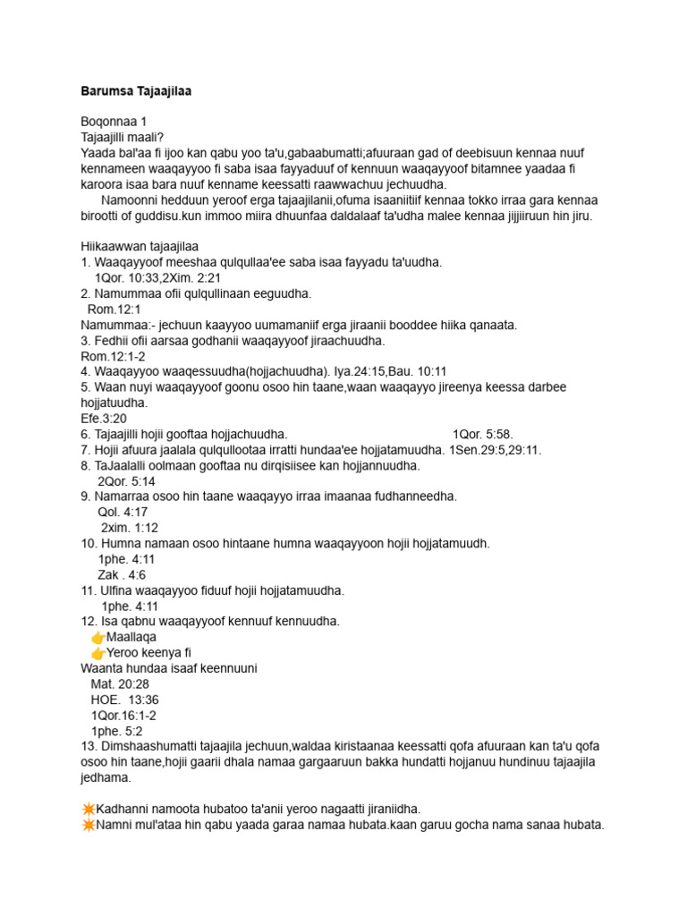 Barumsa Tajaajilaa | PDF