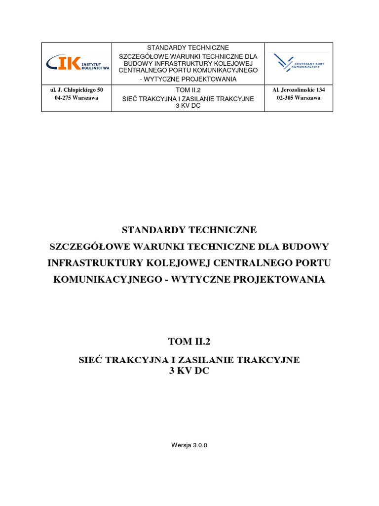 Tom II.2 Siec Trakcyjna I Zasilanie Trakcyjne 3 KV DC | PDF
