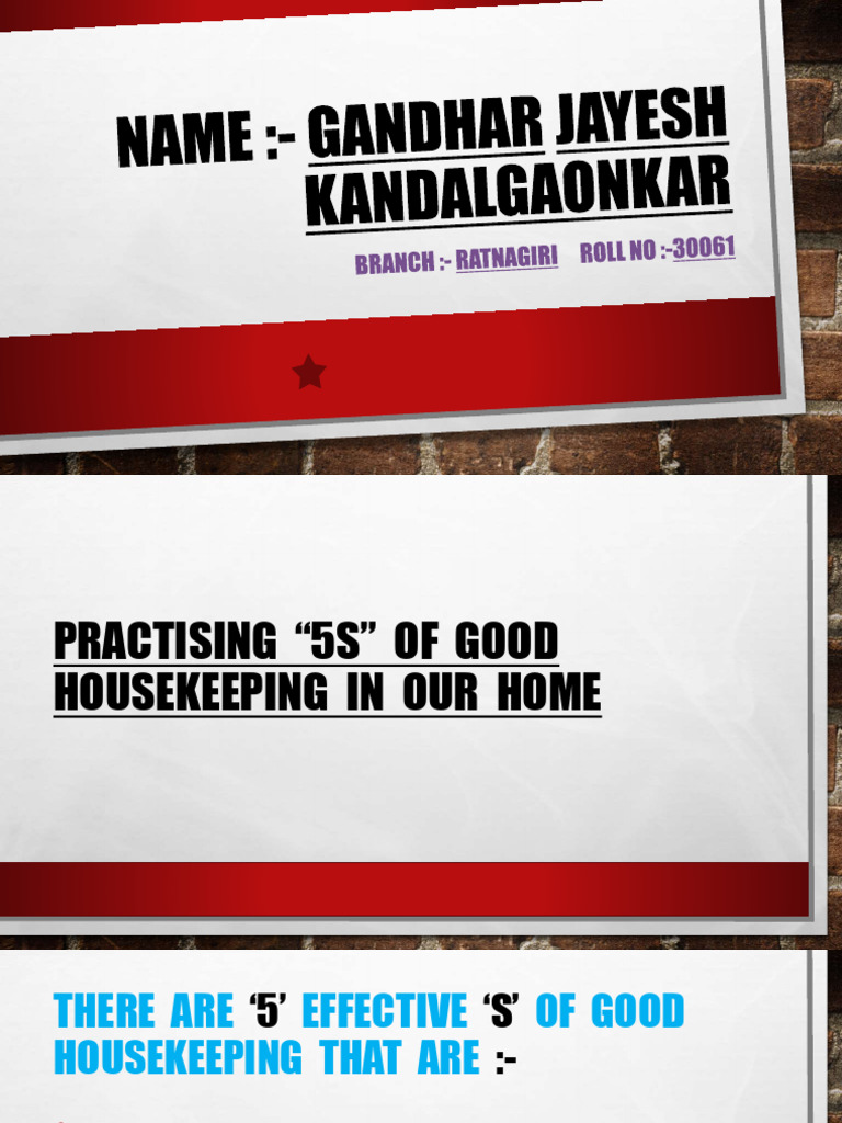 Practising 5s Of Good Housekeeping In Our Home Pdf Waste Housekeeping
