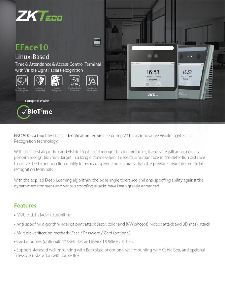 EFace10-Data-Sheet | Download Free PDF | Access Control | Smart Card