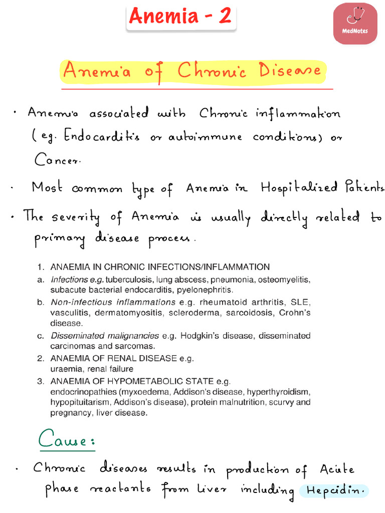 Anemia 2 Anemia of Chronic Disease Sideroblastic Anemia | PDF | Anemia | Red Blood Cell