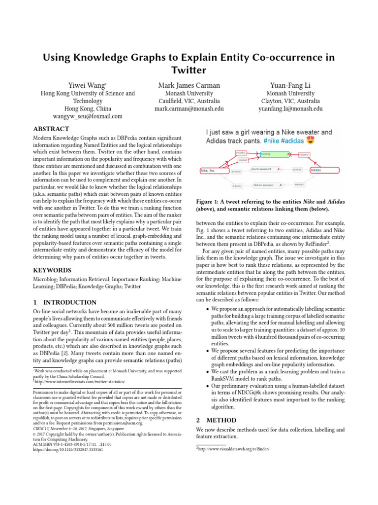 Using Knowledge Graphs To Explain Entity Co Occurrence In Pdf