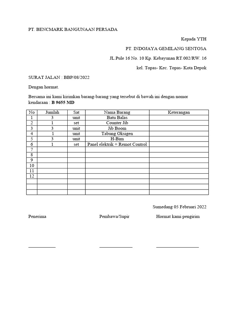 Surat Jalan Keluar | PDF Surat Jalan Keluar | PDF