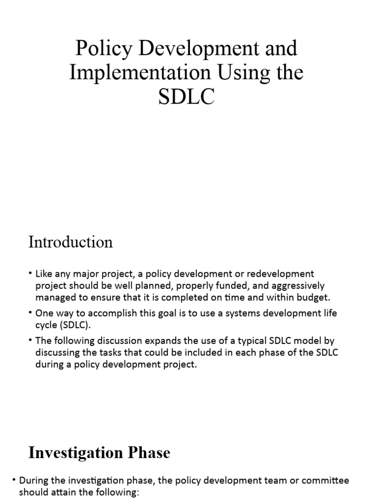 Policy Development and Implementation Using The SDLC | PDF | Policy | Information Security