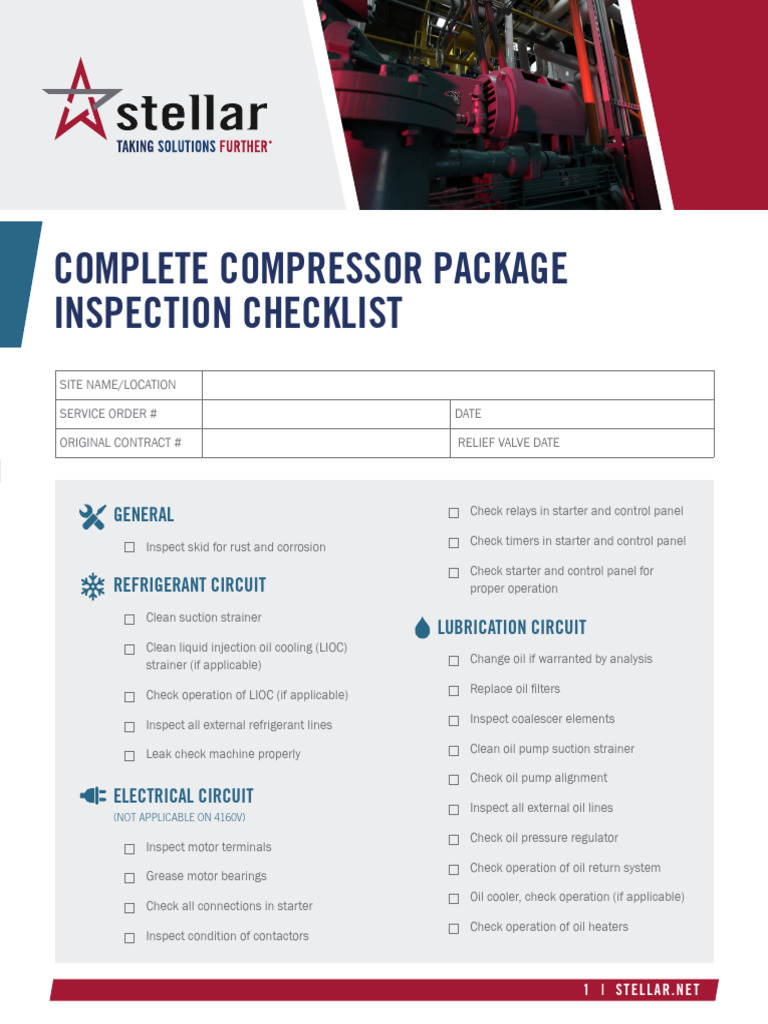 Stellar_CompressorChecklist | PDF | Pump | Mechanical Engineering