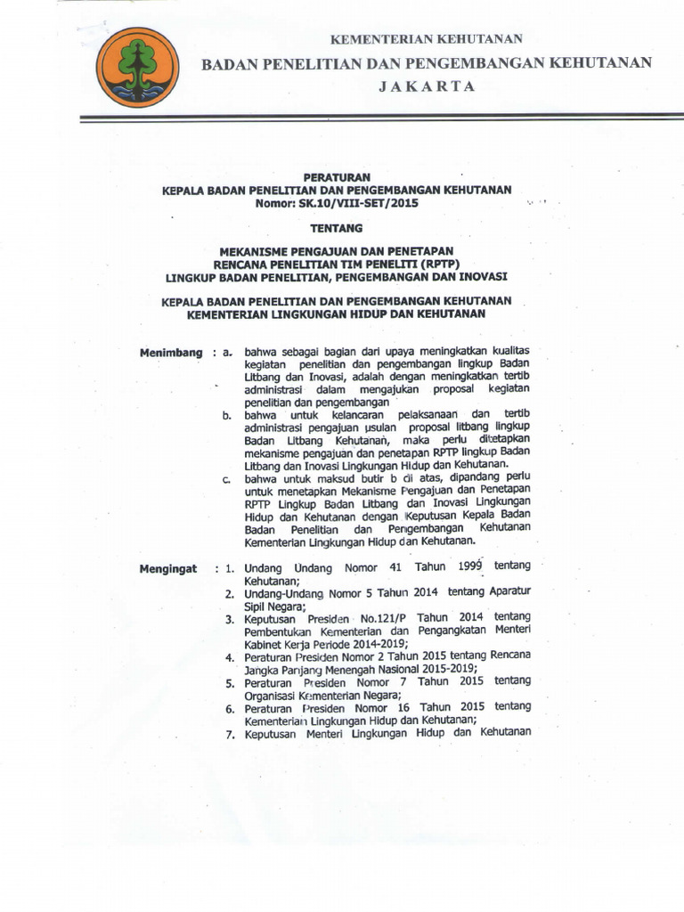 SK Mekanisme Pengajuan Dan Penetapan RPTP | PDF