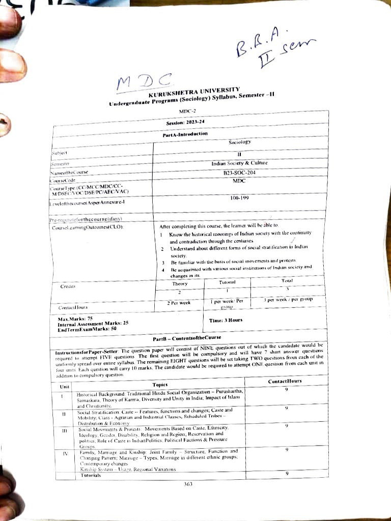 MDC Imp Ques and Syllabus BBA and Bcom | PDF