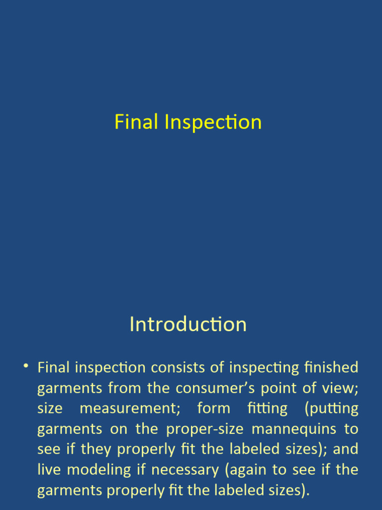 Final Inspection | PDF | Clothing | Fashion