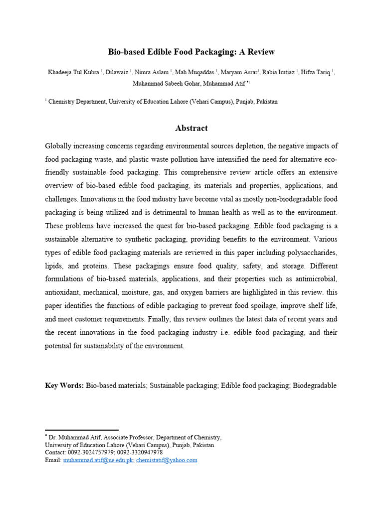 Khadeeja review paper | PDF | Plastic | Food Preservation