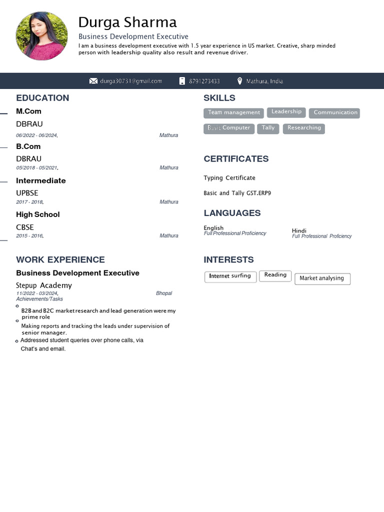 Durga Resume (1.1) | PDF | Career & Growth