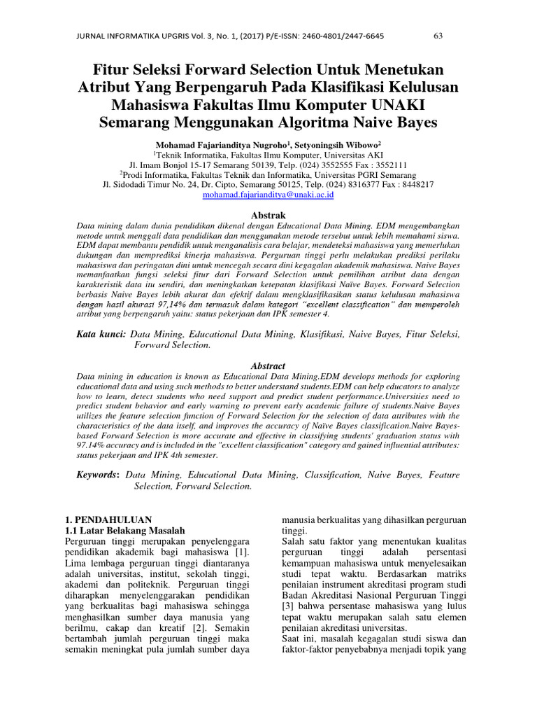 Fitur Seleksi Forward Selection Untuk Menetukan at | PDF