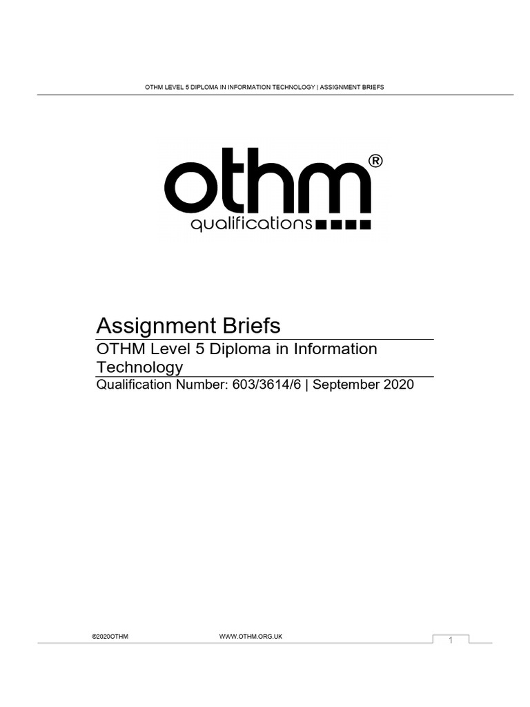 OTHM Level 5 IT Diploma Assignment Briefs | PDF | Automated Teller Machine | Databases