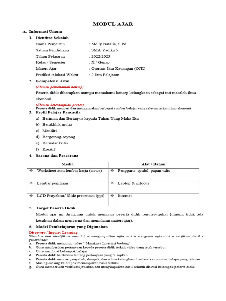 OJK MODUL AJAR Genap OK | PDF