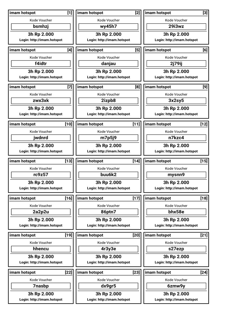 Voucher-Imam Hotspot-Paket - 2000-vc-546-07.05.24 | PDF