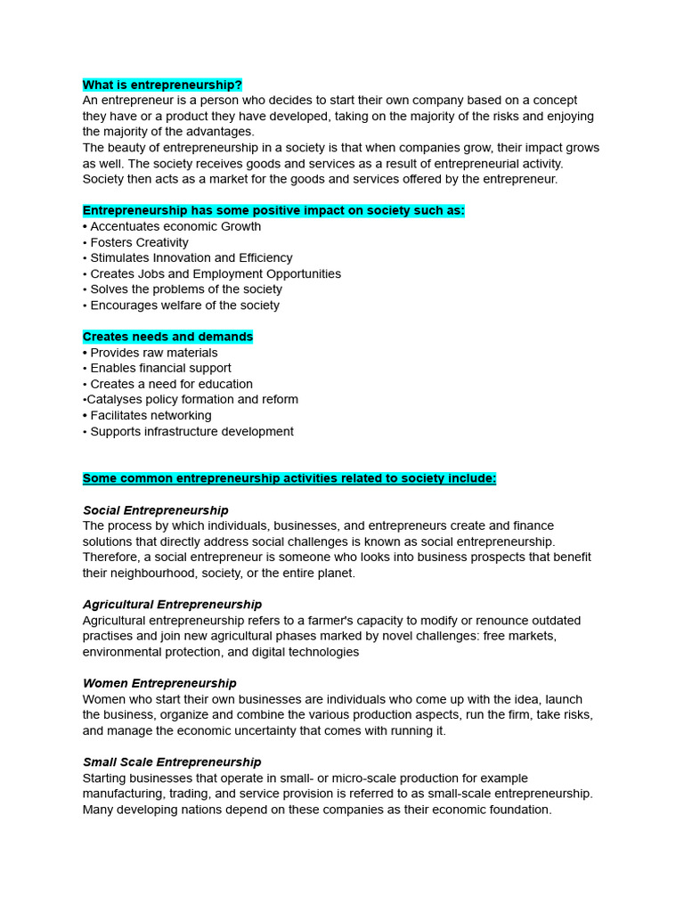 Entrepreneurial Skills Notes | PDF | Entrepreneurship | Innovation